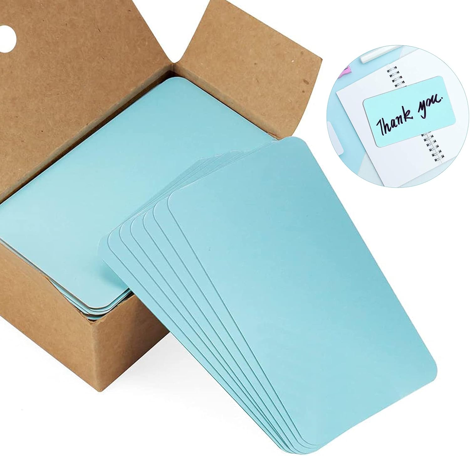 BLBK 90 Pieces Blue Kraft Paper Cards, Message Blank Card Word Card ...