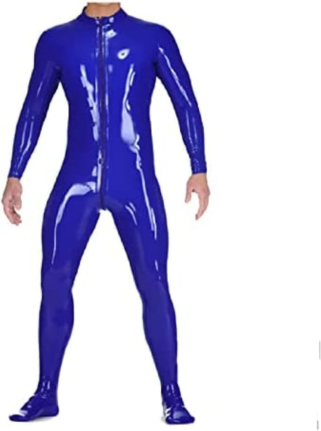Amazon.com: 100% Latex Catsuit for Men Navy Blue Skinny Jumpsuits 0.4mm ...