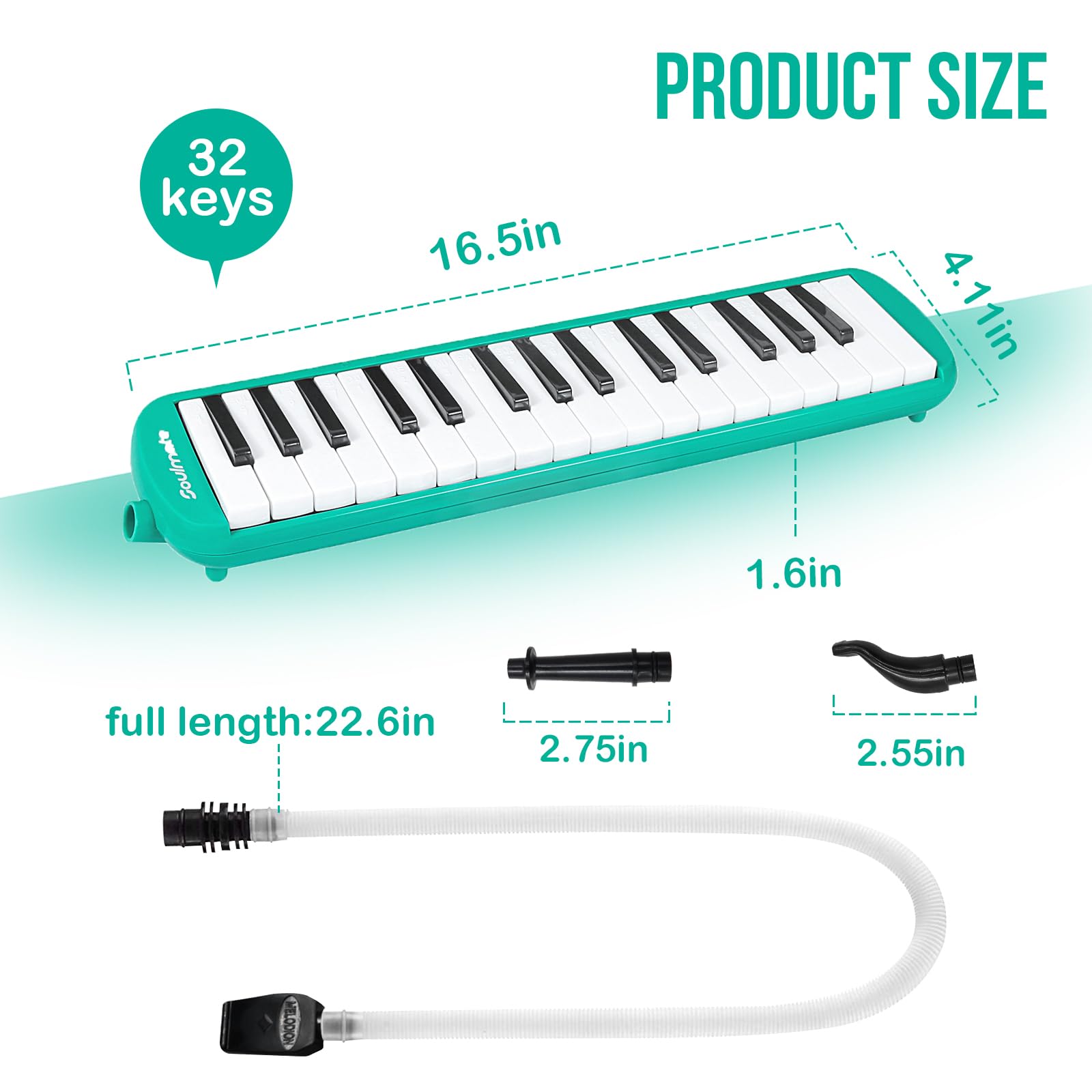 Snapklik.com : Soulmate Melodica Instrument 32 Keys Double Mouthpiece ...