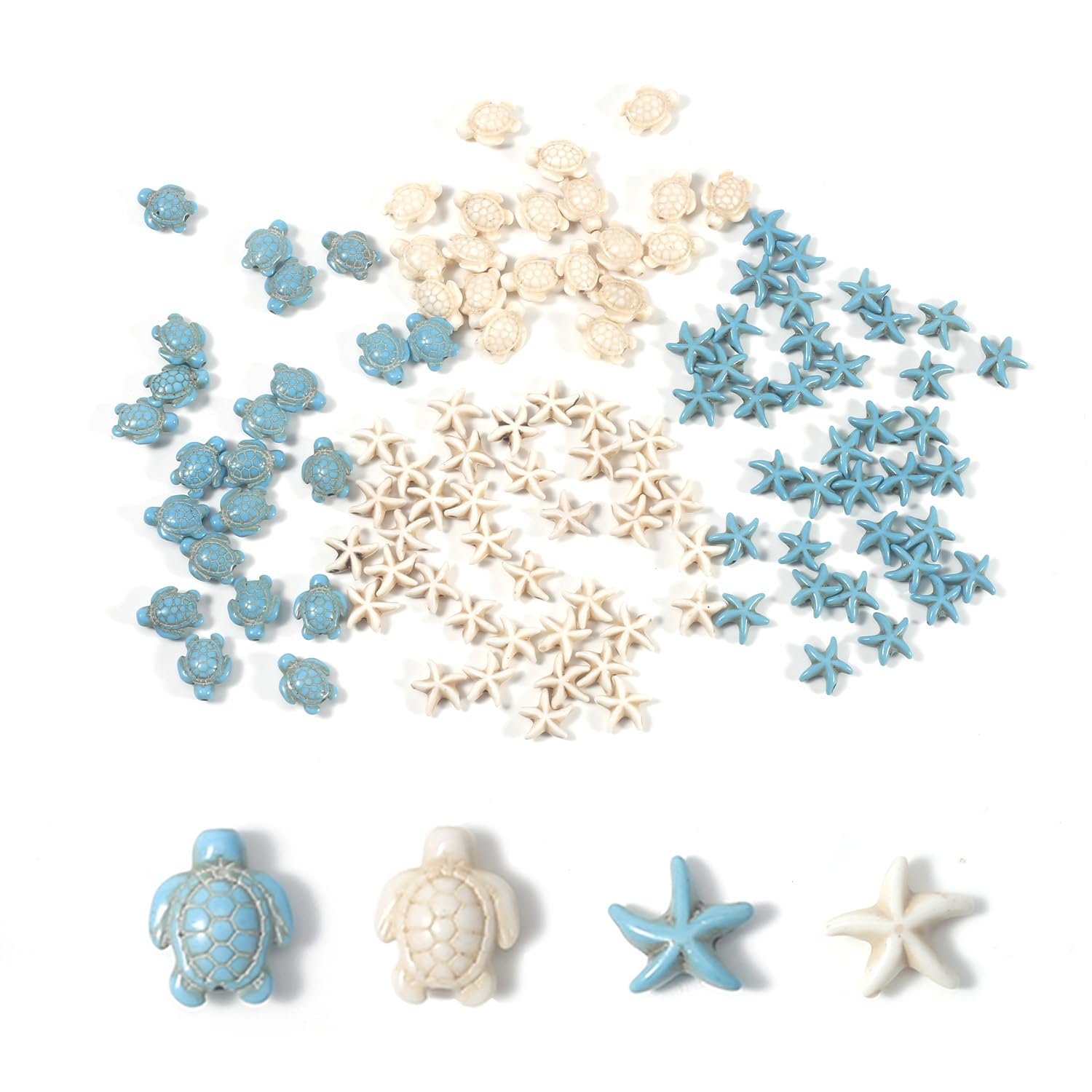 ASUNFO 116 Pcs Turtle Beads Starfish Beads Turquoise Beads Sea Star ...
