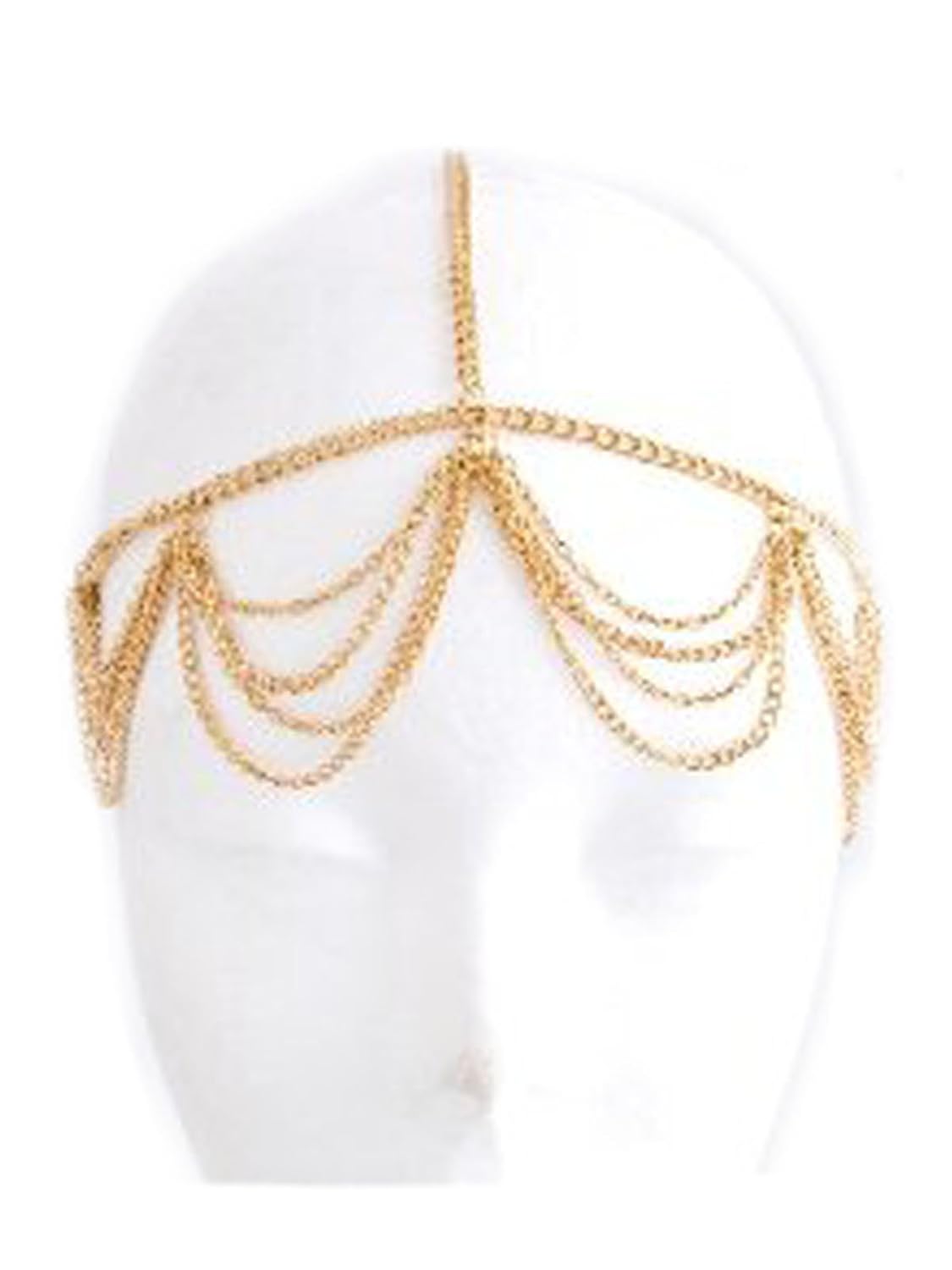 Amazon.com : Fashion Hair Accessory ~ Goldtone Swag Drape Head Chain ...
