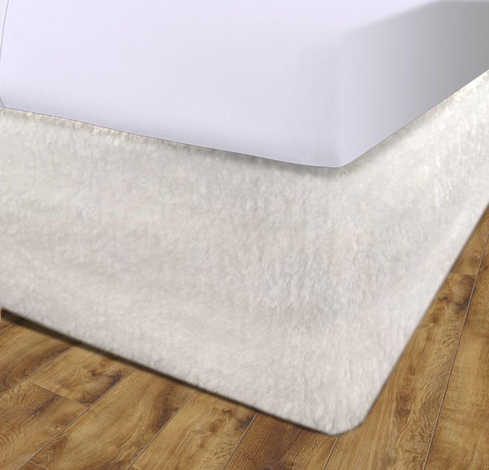 John Aird Teddy Fleece Elasticated Divan Bed Valance (White, Double ...