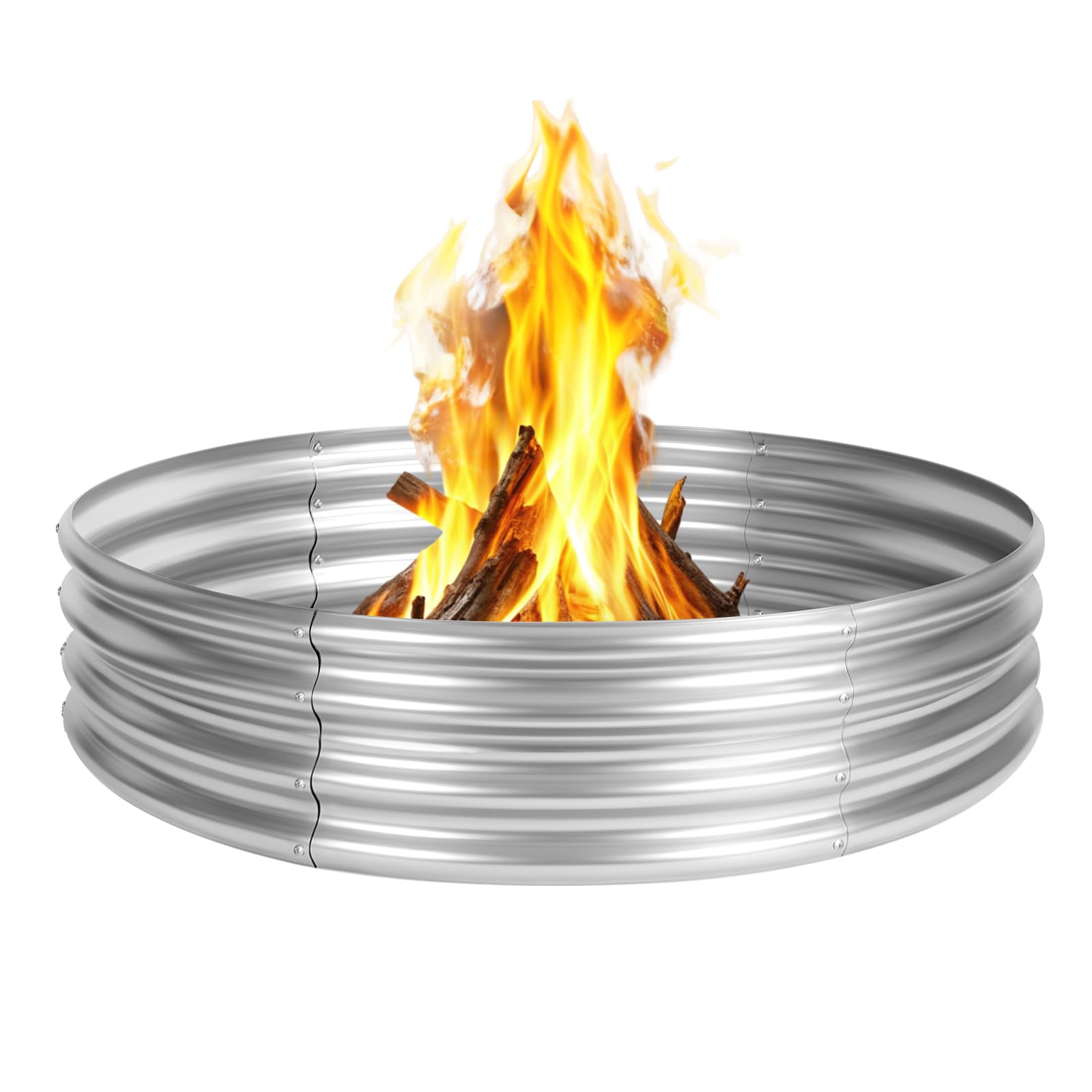Snapklik.com : 48 Inch Campfire Ring, Galvanized Fire Ring For Outside ...