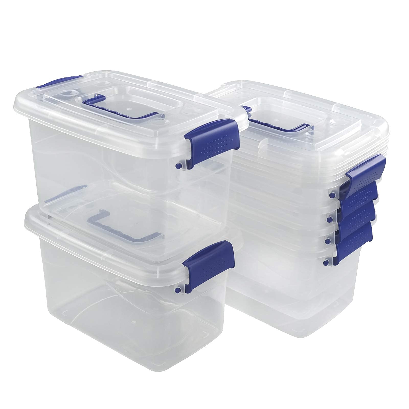 Nesmilers 6 Packs Transparent Plastic Storage Boxes with Lids, Storage ...