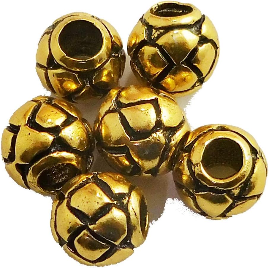 Amazon.com: 6 Pcs 11mm Solid Copper Large Hole Bead Oxidized Gold ...