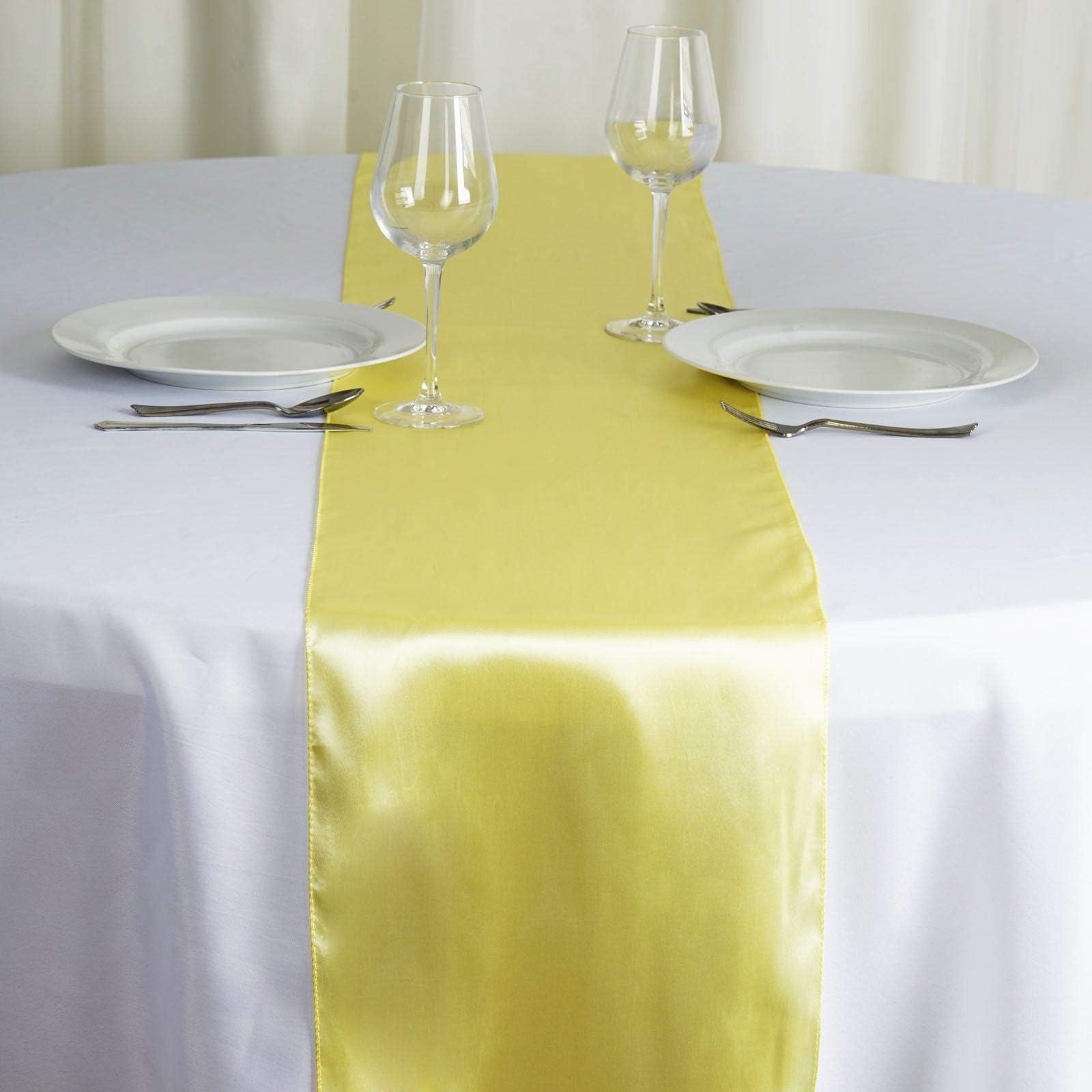 Amazon.com: Tiger Chef Table Runner 108 inches Long - Yellow Satin Fall ...