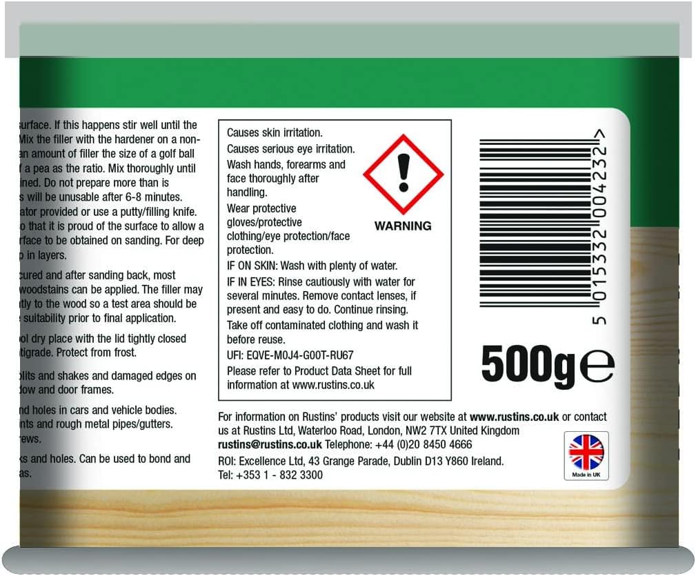 Rustins Styrene Free Professional Wood Filler Natural 500g – BigaMart