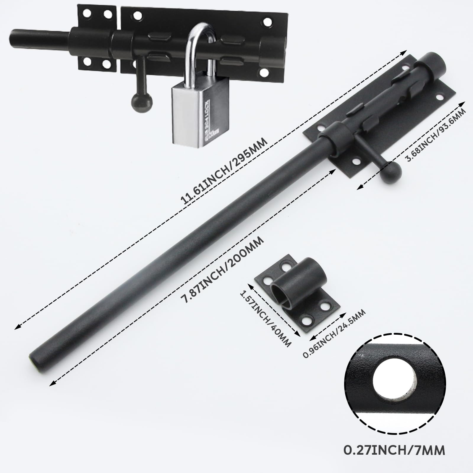 Lxoraziy 12 Inch Heavy Duty Slide Gate Latch Bolt Safety Door Lock with ...