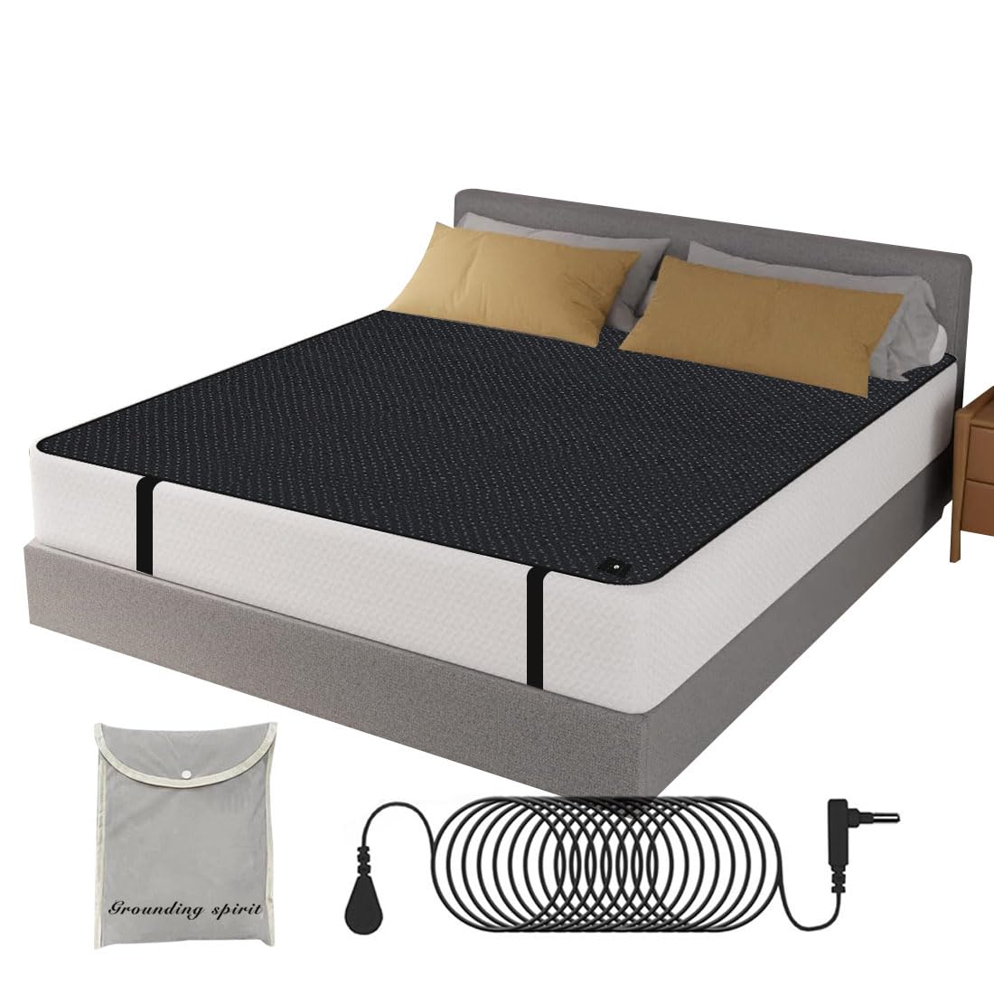 Grounding Mat for Bed, Conductive Grounding Sheet with 2 Grounding ...