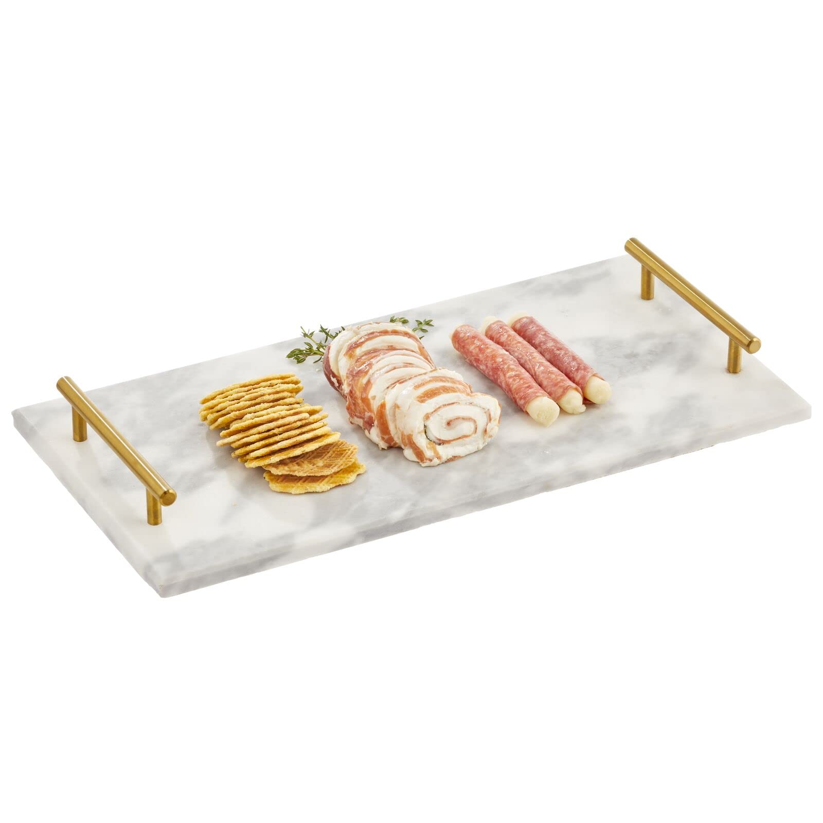 mDesign Thin Marble Pastry Board, Cutting Slab Kitchen Serving Tray ...