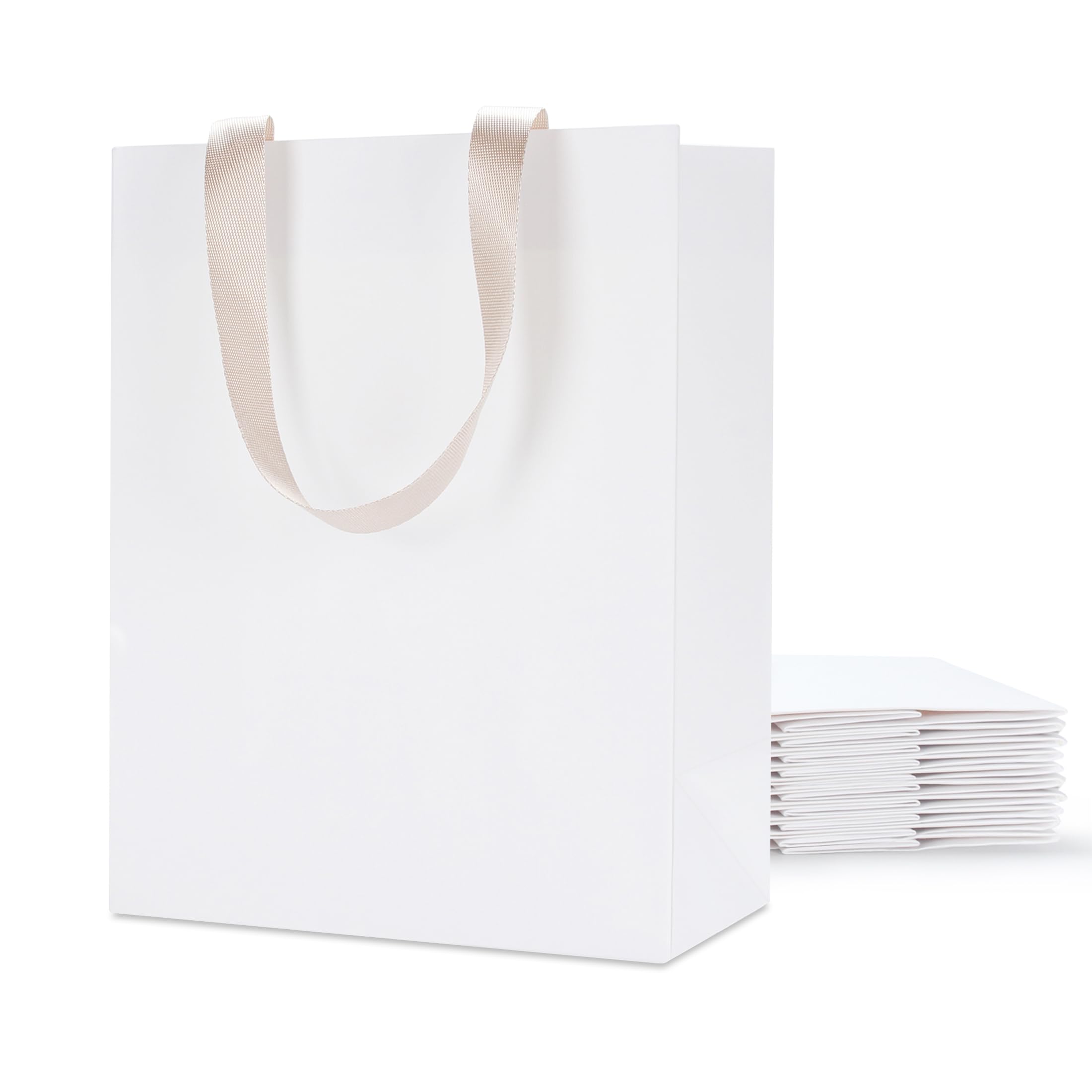 Amazon.com: YUEYANG White Gift Bags Pack of 10, 8x4.25x10 inch White ...