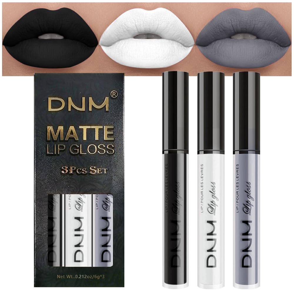 Amazon.com : AMY'S DIARY Black White Gray Matte Plum Liquid Lipstick ...