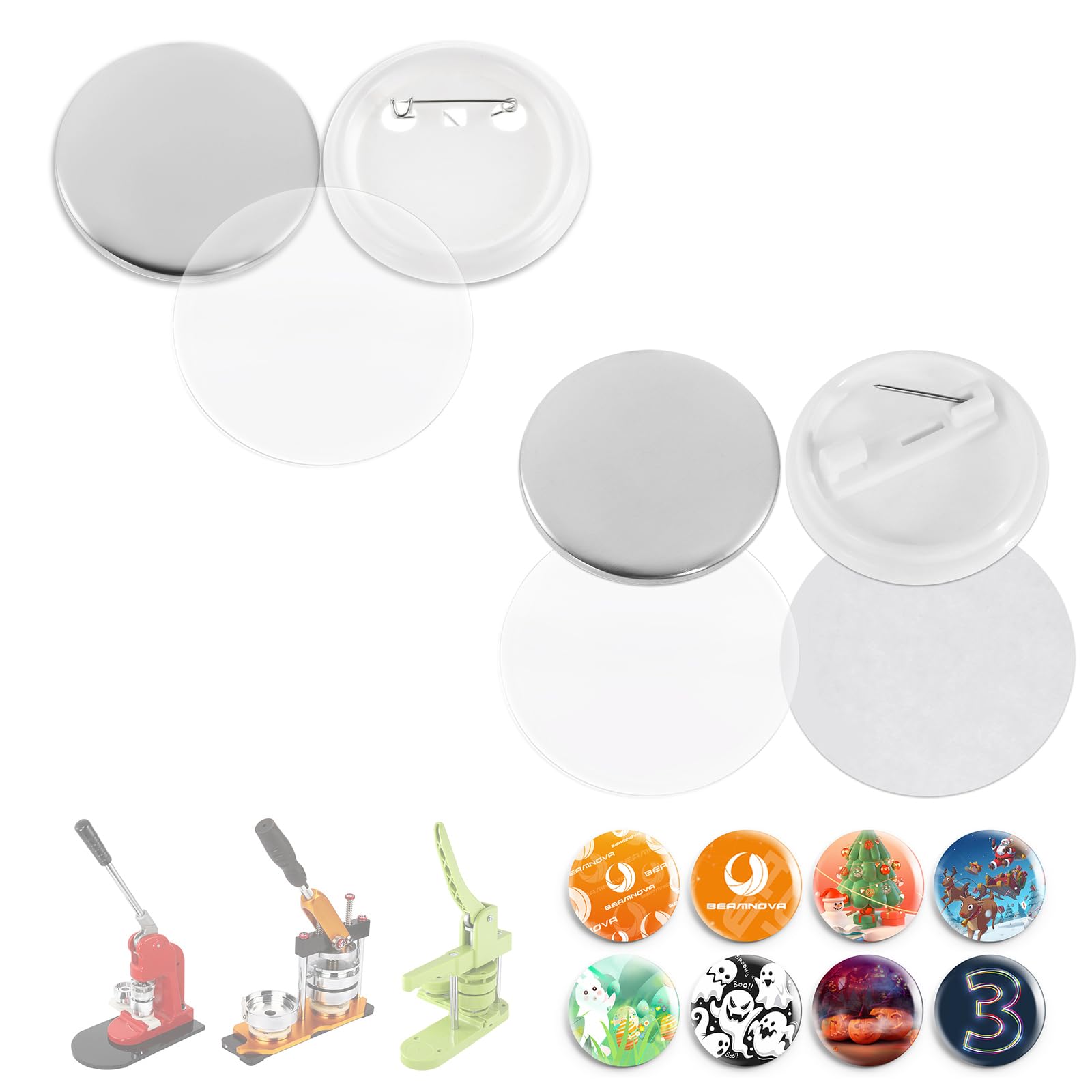 Amazon.com: BEAMNOVA 75mm 500 Sets of Plastic-Back Button Supplies ...