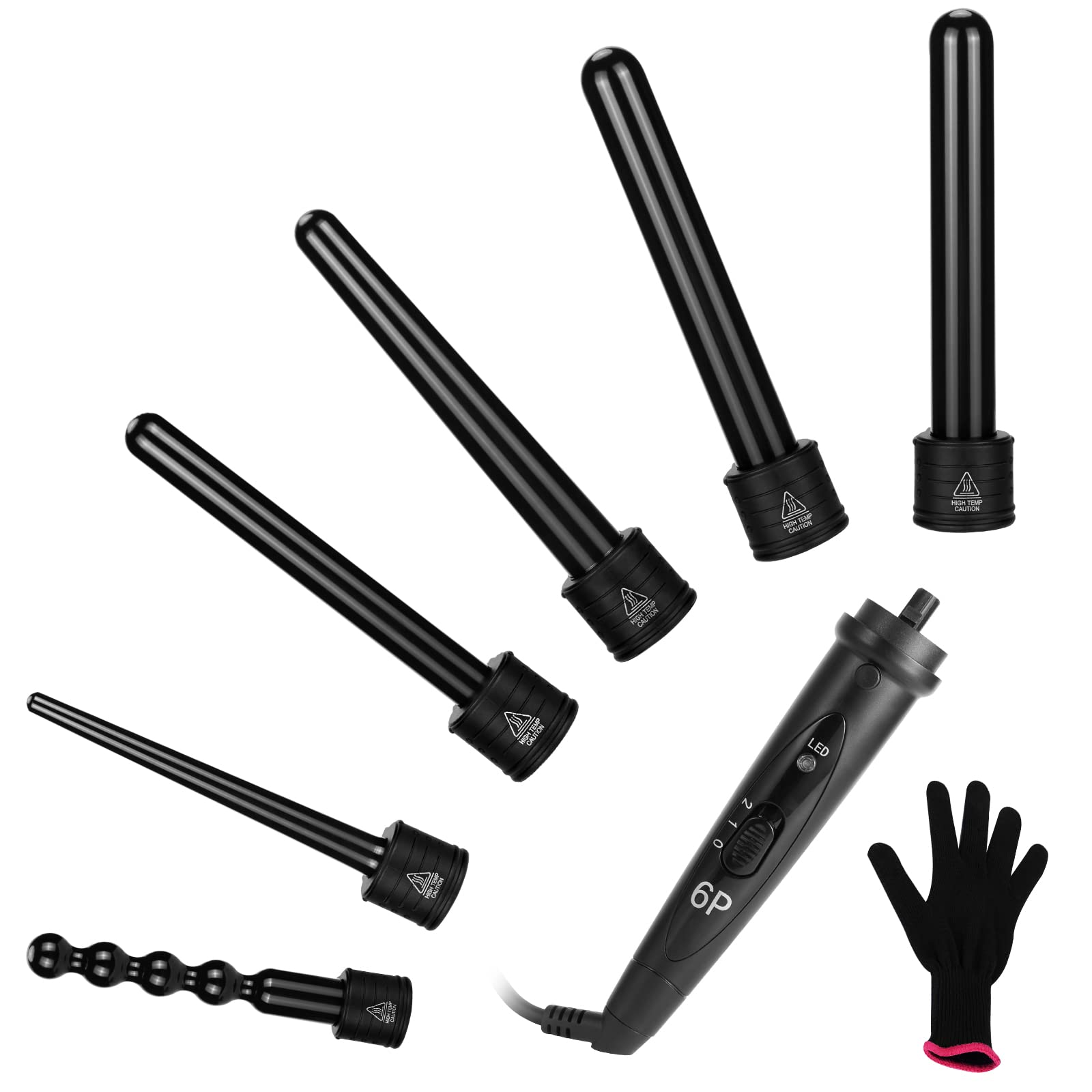 Rizador de Pelo 6 en 1, Rizador Profesional, Ajuste de Temperatura de ...