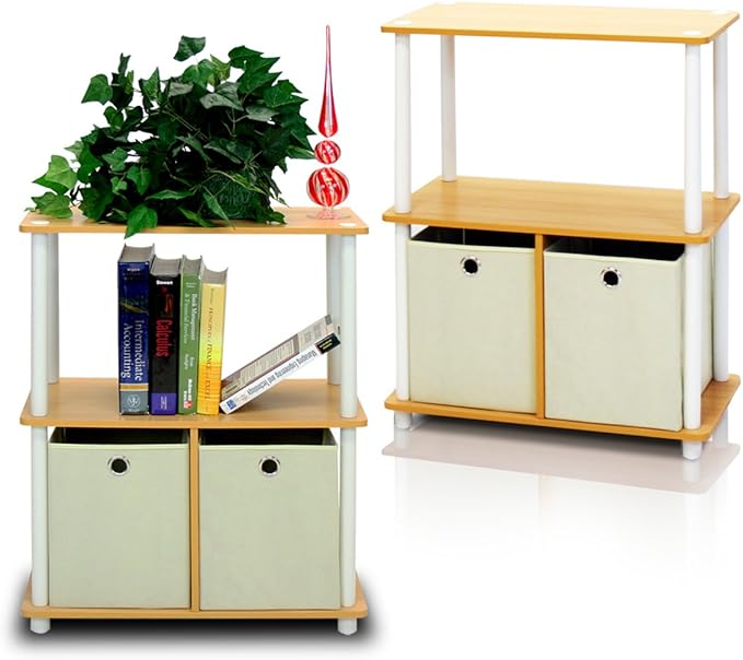 Furinno TURN-N-TUBE Storage Shelves Set of 2, 3-Tier Toolless Book ...
