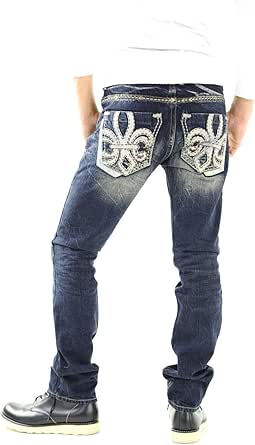 Amazon | ( ジーンズ 専門店 クラシカルエルフ ) Classical Elf クラウド CLOUD72 紋章 レザー ボーイズ ストレート ジーンズ デニムパンツ 562 (w40 ...