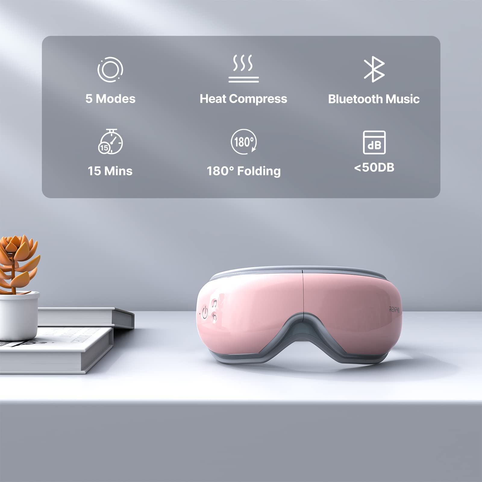 RENPHO Heated Eye Massager with Bluetooth Music, Rechargeable Eye Care ...