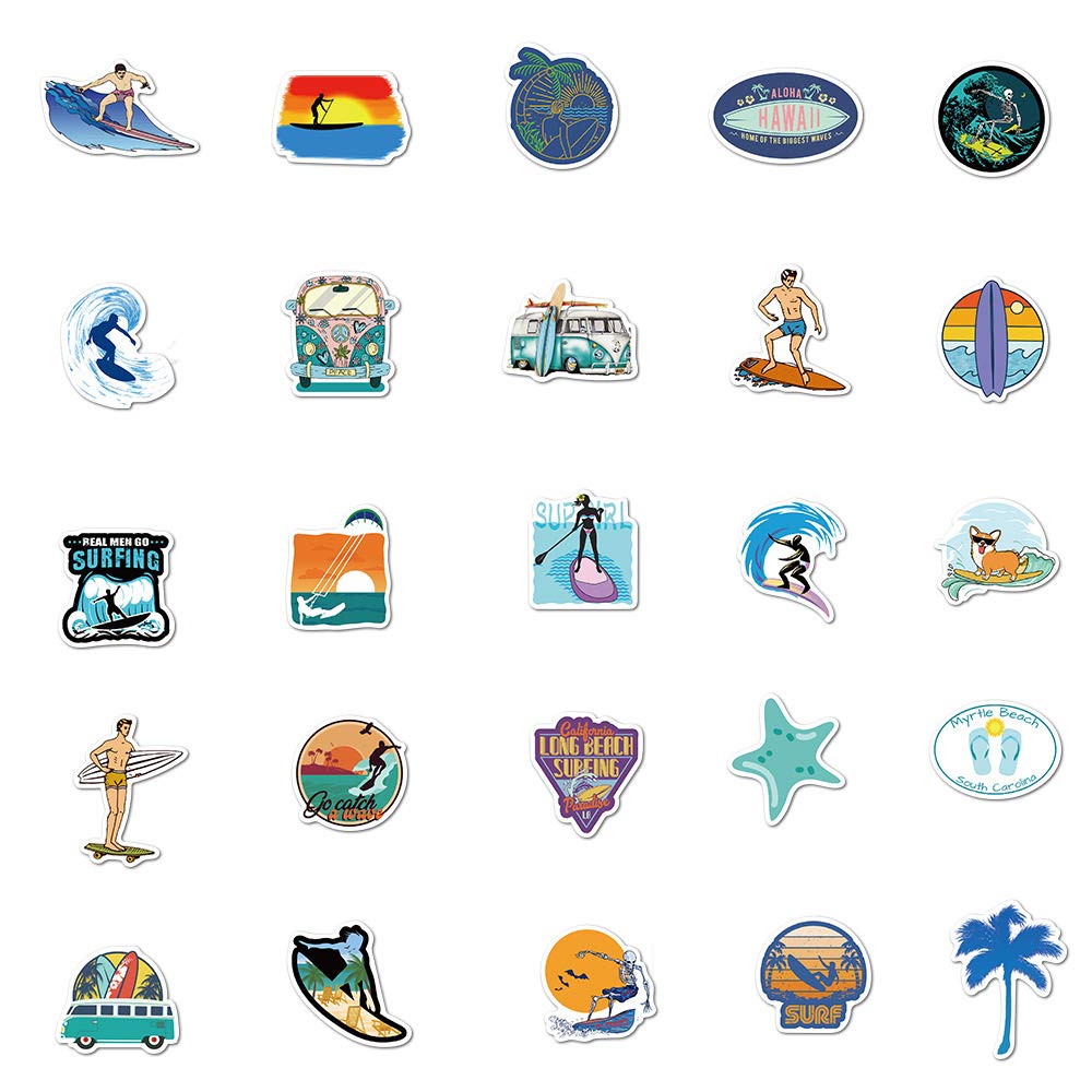 Buy Beach Stickers 50pcs Surfing Stickers Summer Stickers Adventure ...