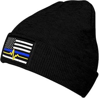 Fwoeqiz 911 Dispatcher Thin Blue Gold Line Winter Beanie Hat Men ...
