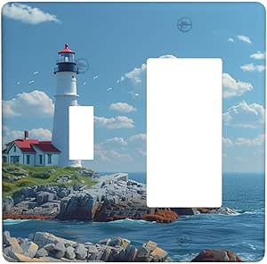 Blue Ocean Lighthouse Landscape Light 2 Gang Double Toggle Light Switch ...