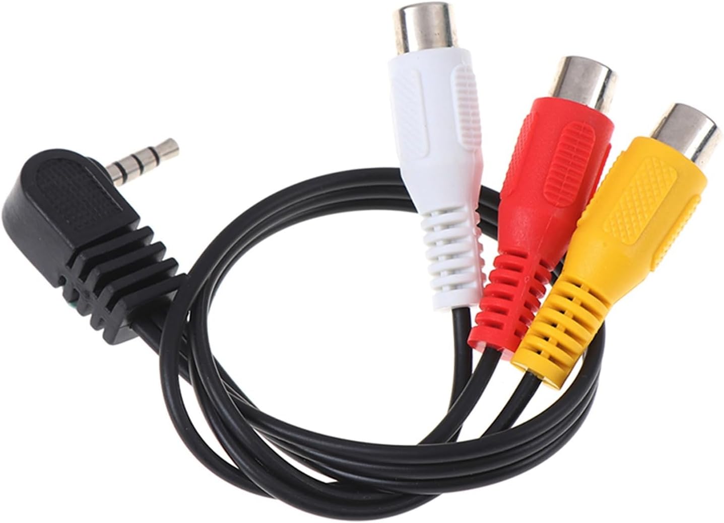 Amazon.com: Cable 3.5mm AV Angled Plug to 3 RCA Female Jack Audio Video ...