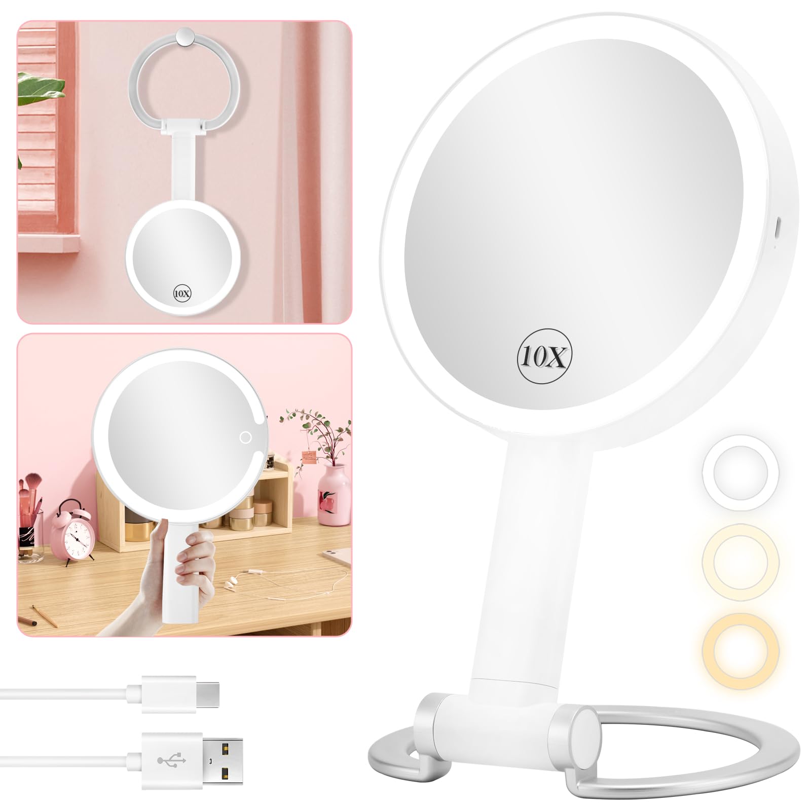 Amazon.com - DECLUTTR Magnifying Mirror with Light, Lighted Makeup ...