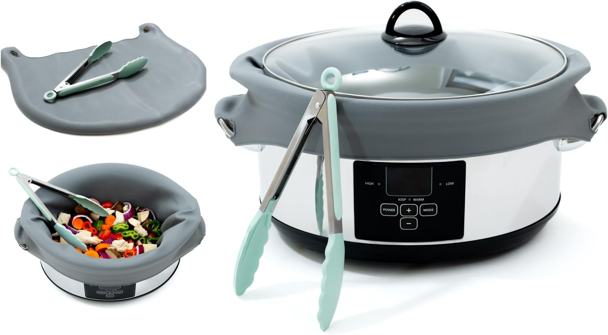 Amazon.com: Silicone Crock Pot Liners Large Size w/Tongs | Single ...