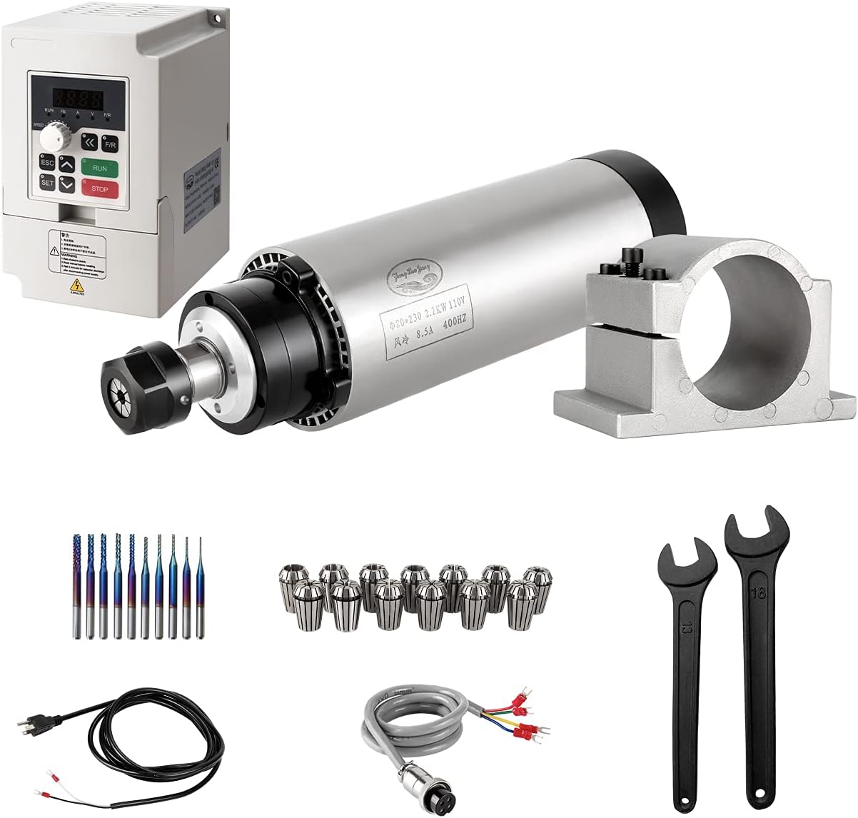 Milling Machines VFD CNC Spindle Motor Kits：110V 2.2KW VFD+110V 2.2KW 4 ...