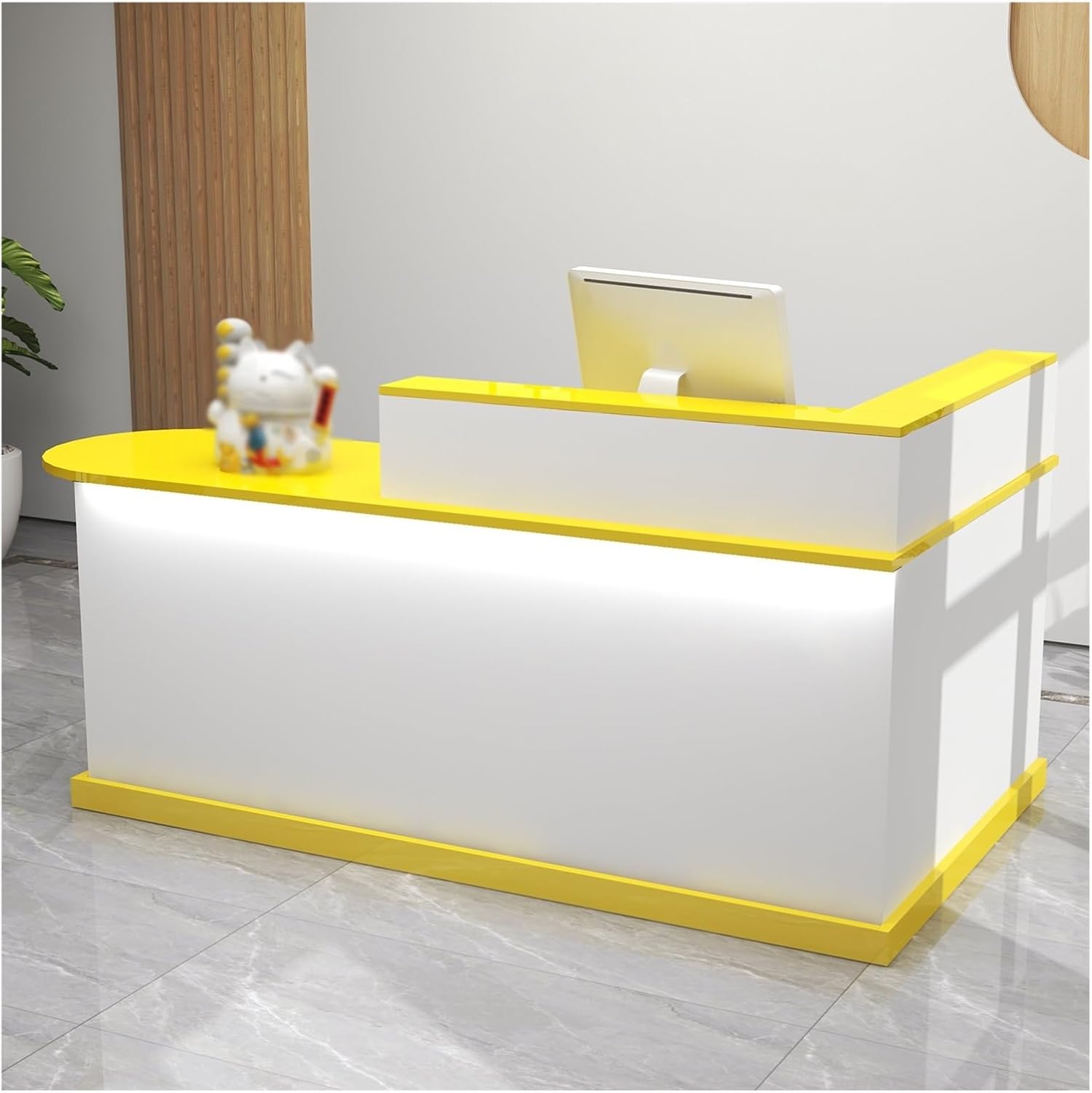 Amazon.com: Modern Reception Counter Desk with Lights & Lockable ...