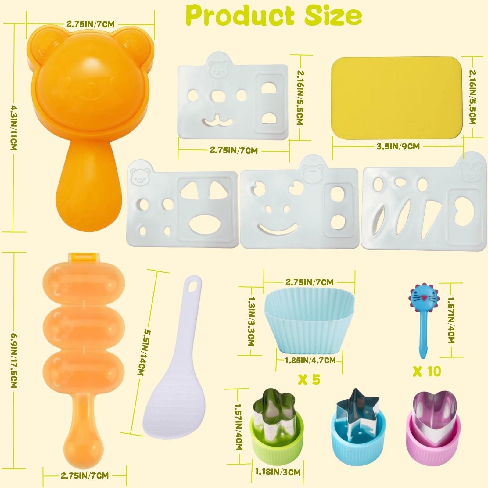 Snapklik.com : Gpurplebud Rice Ball Molds 21PCS Onigiri Mold Set Cute ...