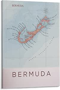 Amazon.com: Framed Bermuda Island Map Bermuda Wall Art Poster Travel ...