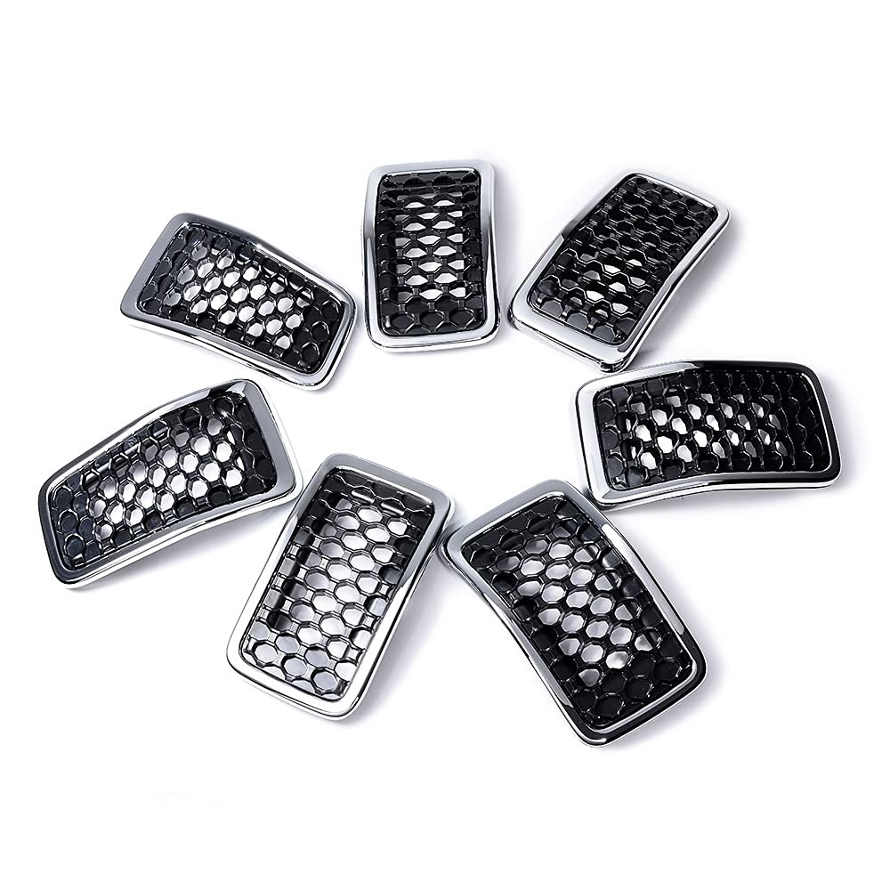 Amazon.com: 7pcs Front Grill Inserts Matte Black Honeycomb Mesh Grille ...