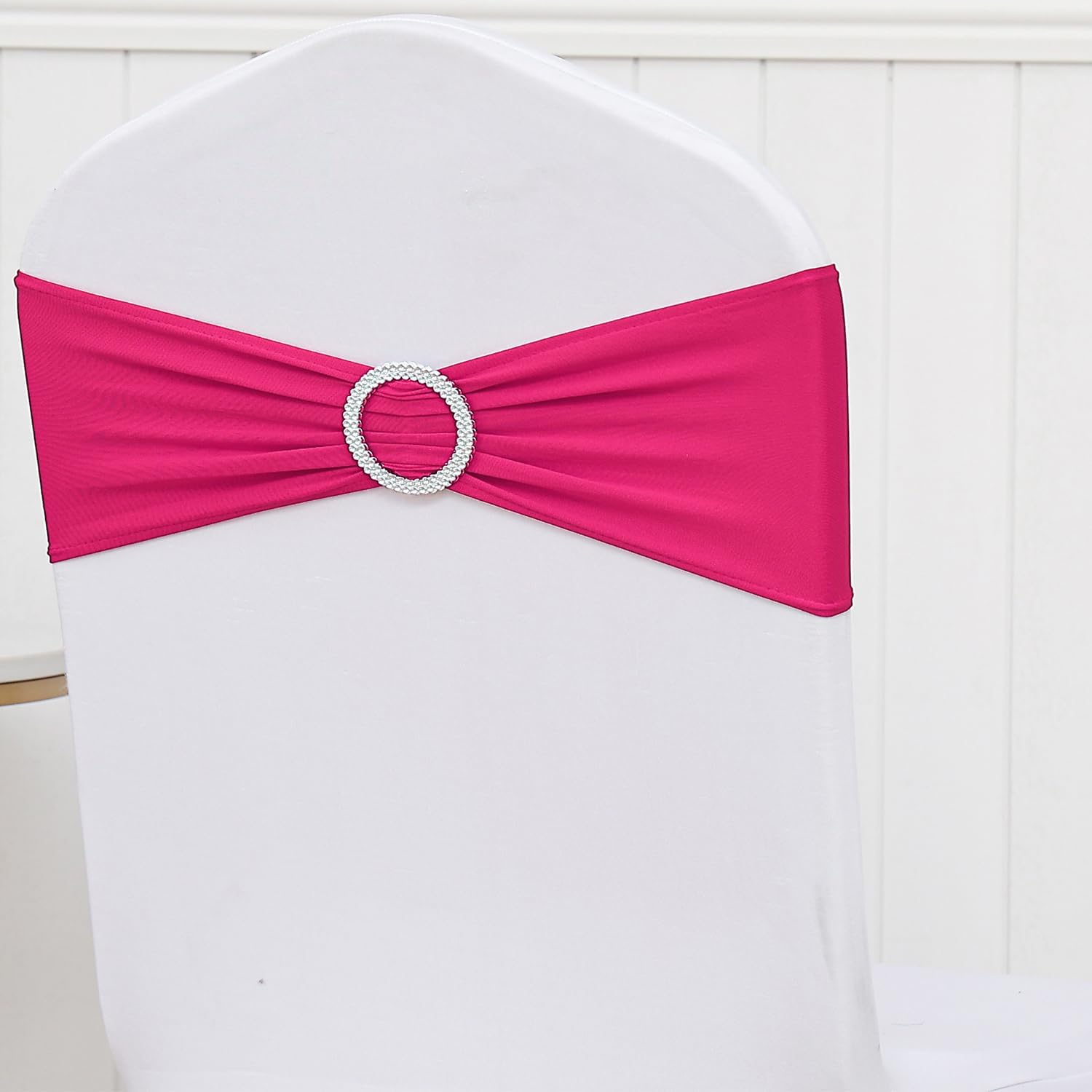 Amazon.com: ZSJFMF 50PCS Spandex Hot Pink Chair Sashes for Wedding ...