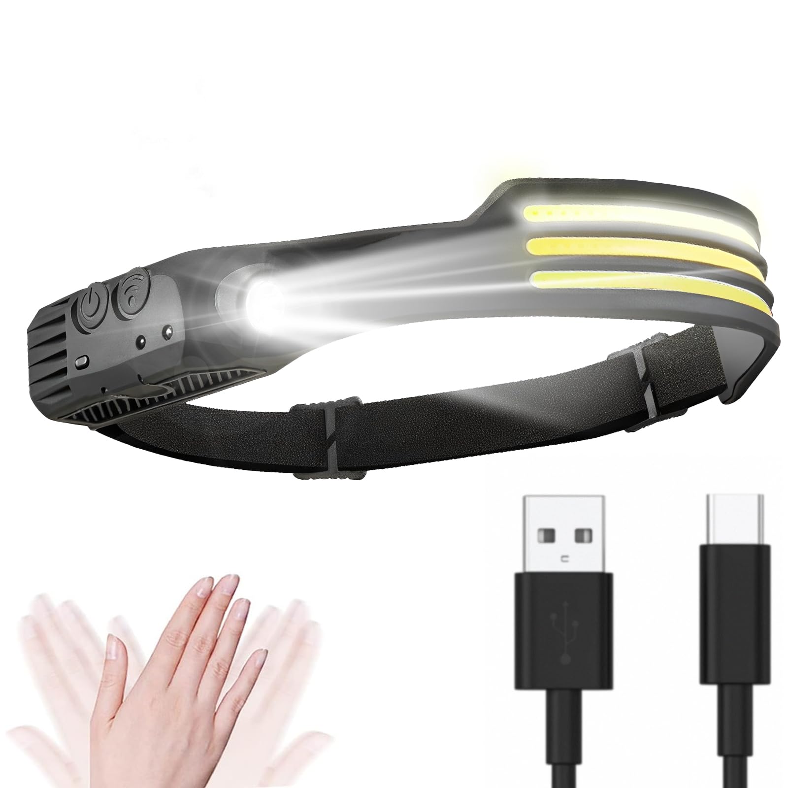 LINXINS LED Head Torch Rechargeable,1200LM Super Bright Head Lights for ...