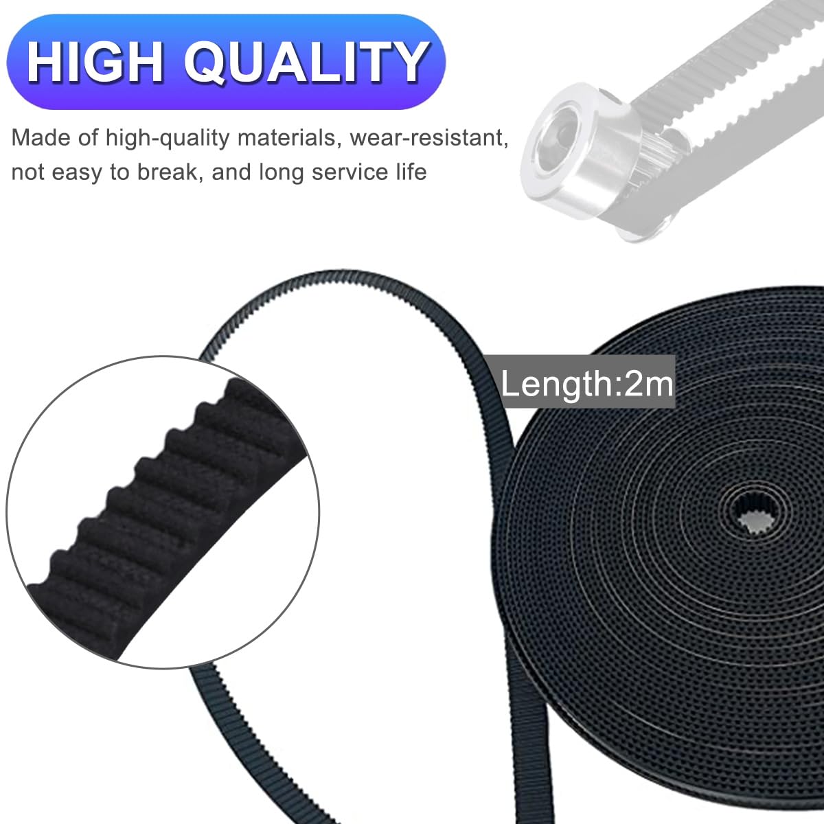 Snapklik.com : GT2 Timing Belt Length 2M, Open 3D Printer Timing Belt ...