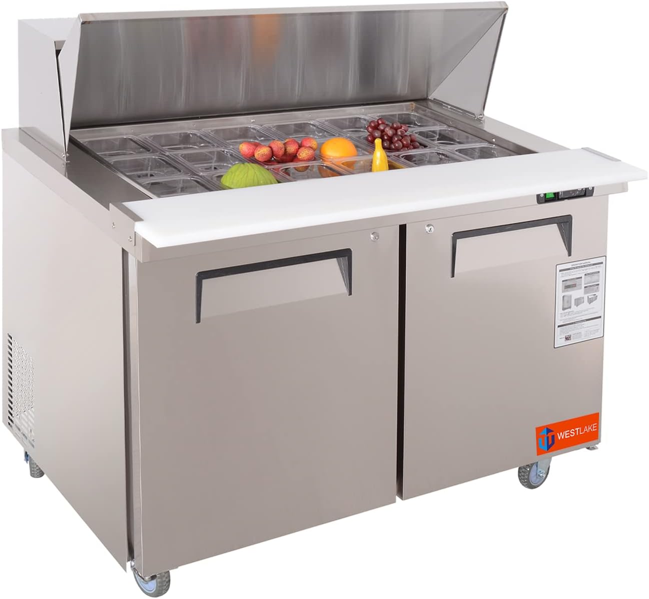 Amazon.com: kalifon 72" W 2 Door Refrigerator Sandwich Salad Prep Table ...
