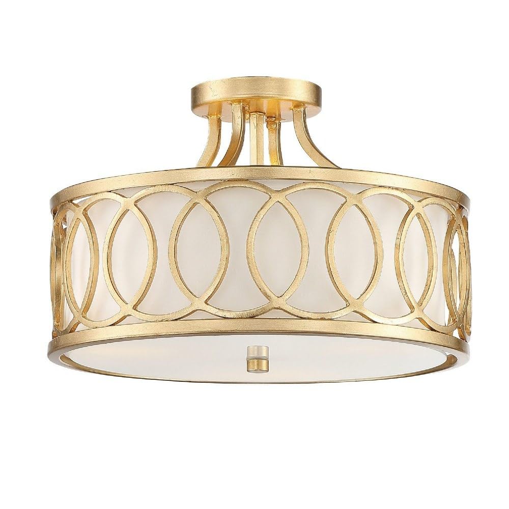 Crystorama Libby Langdon Graham 3 Light Antique Gold Semi Flush Mount ...