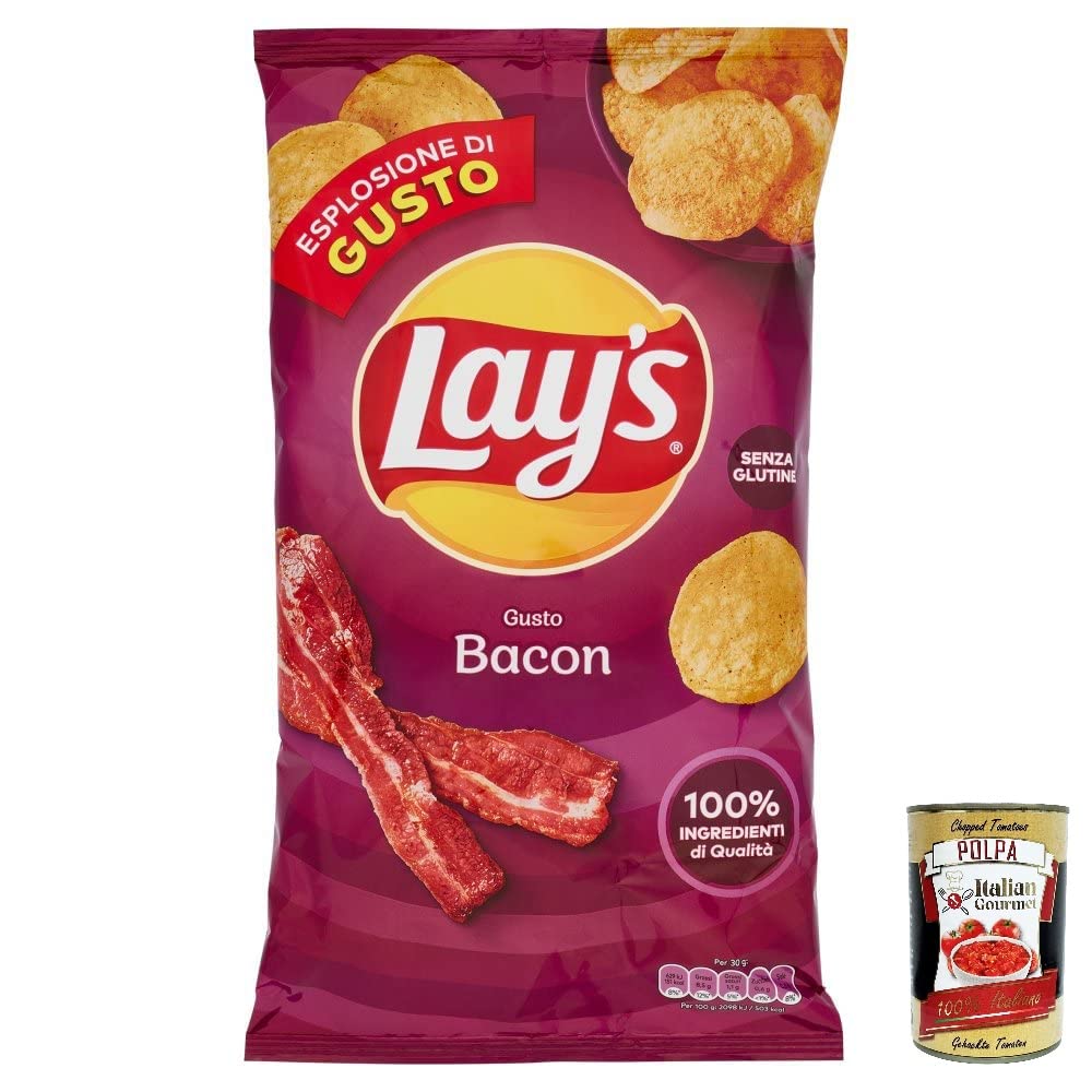 12x Lay's Bacon Chips Patatine Kartoffelchips gesalzen 133g Kartoffel chips + Italian Gourmet ...