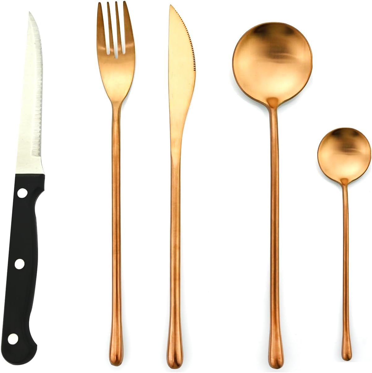 Amazon.com: Gugrida Premium Satin Rose Gold 30-Piece Silverware Set, 18 ...