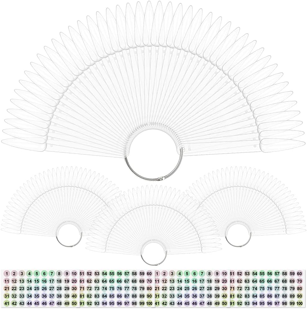 Amazon.com: 200 Pcs False Nail Art Tips Display, Natural Nail Sample ...