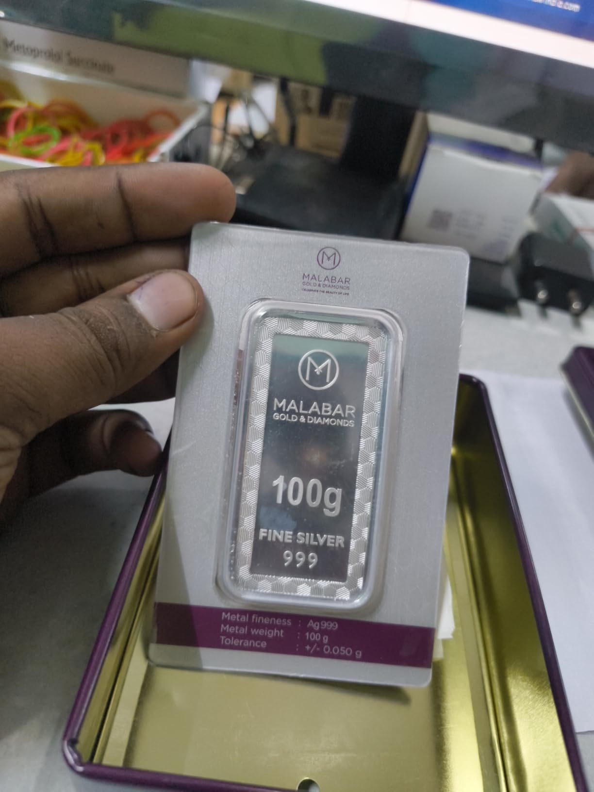 Malabar Gold & Diamonds 999 Purity Silver Bar 100 Grams | Silver Coin ...