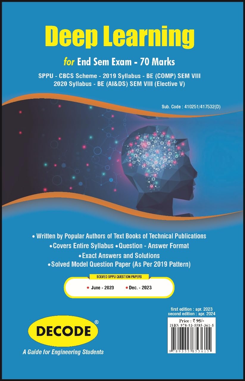 Buy Deep Learning For Sppu 19 Course Be Sem Viii Comp 410251 Decode Book