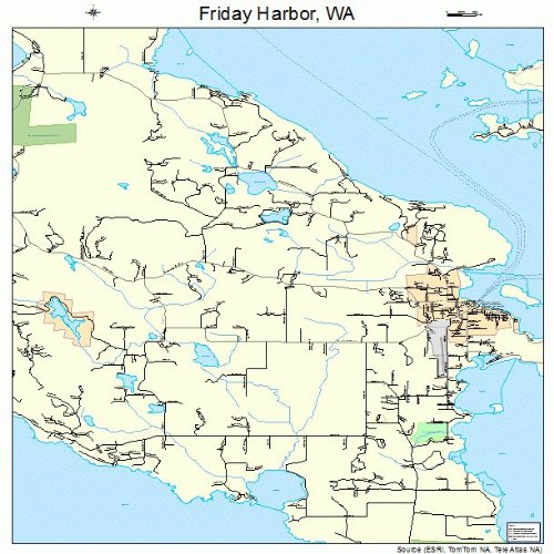 Large Street & Road Map of Friday Harbor, Washington WA - Printed ...