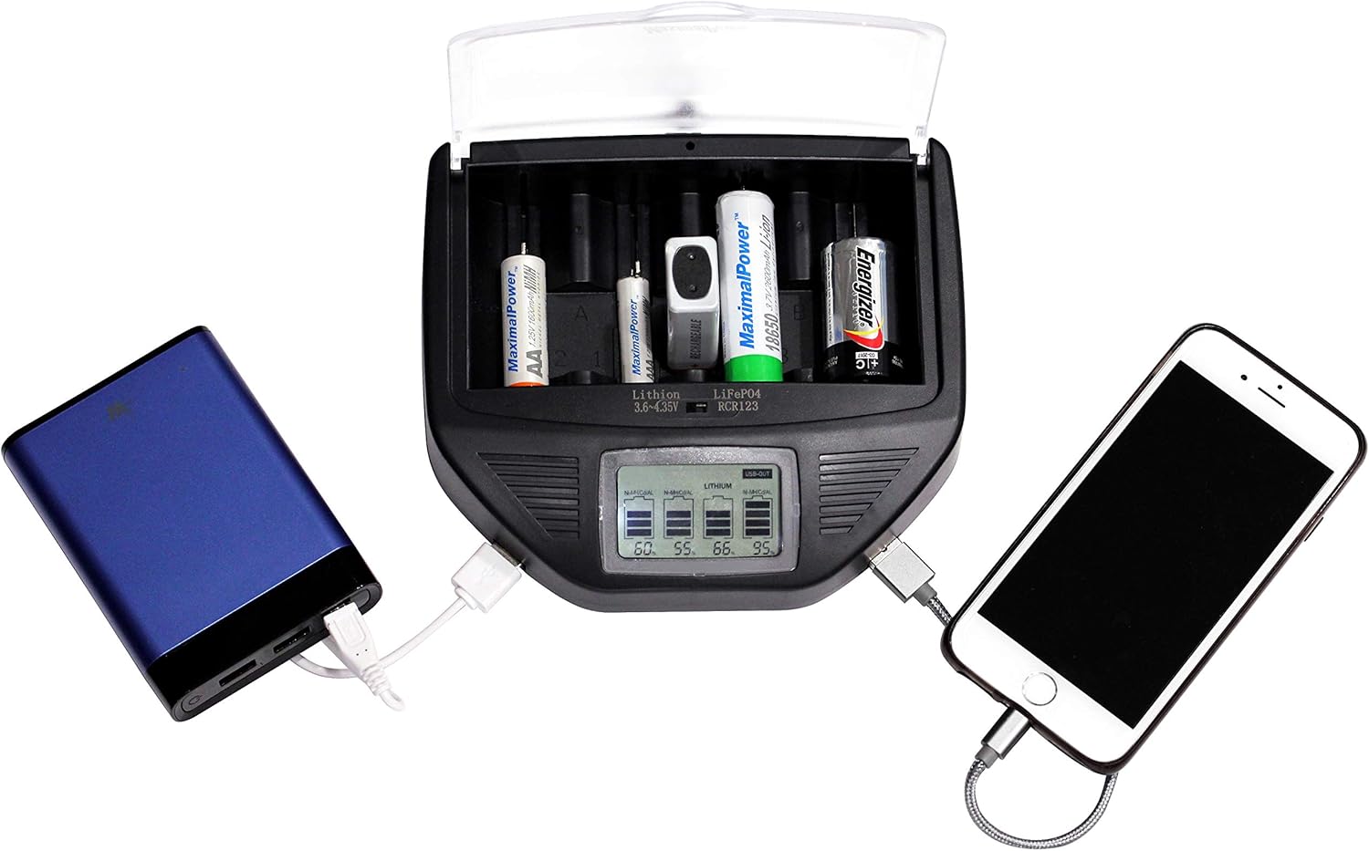 Amazon.com: Universal Smart Battery Charger For AA AAA C D 9V Li-on Ni ...