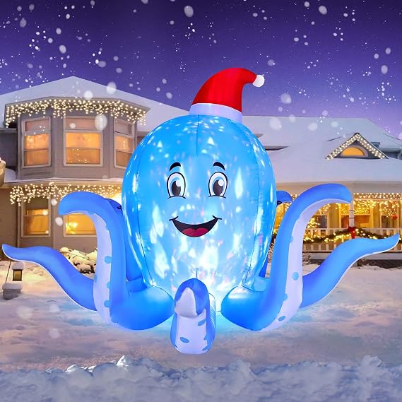 Amazon.com: FunFanso 7 FT Christmas Inflatable Octopus Outdoor ...