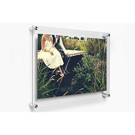 PRINTELLIGENT Double Panel Clear Acrylic Wall Mount Floating Frame with ...