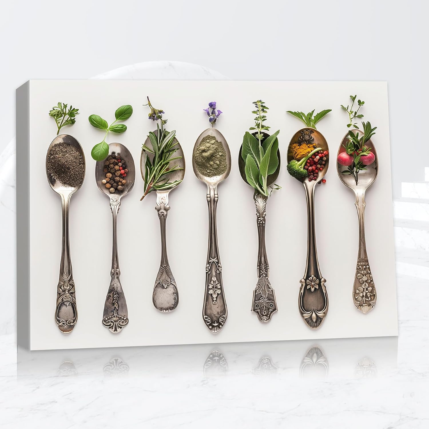 Amazon.com: Modern Kitchen Wall Art, Colorful Spices on Spoon Canvas ...