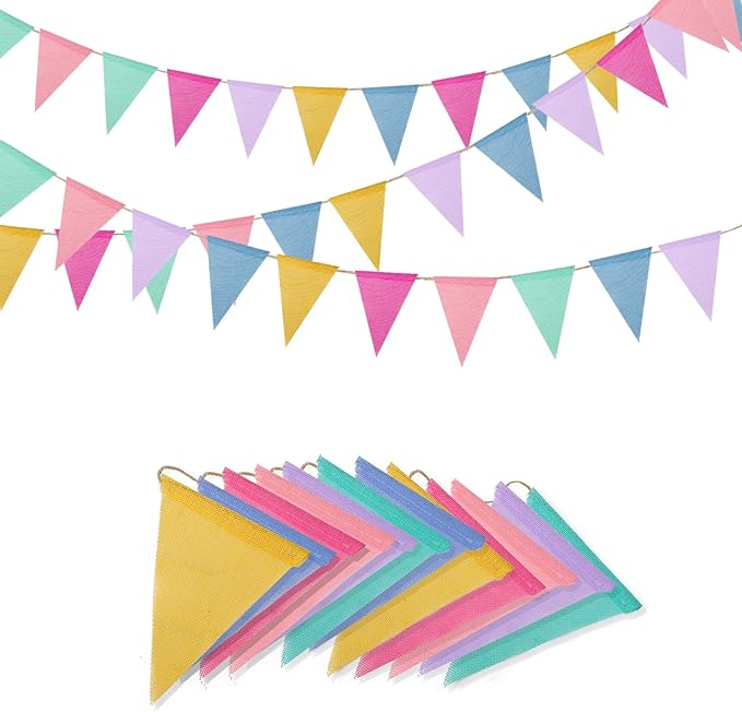 Amazon.com: 36 Flags Imitated Burlap Pennant Banner Flags, Pastel ...
