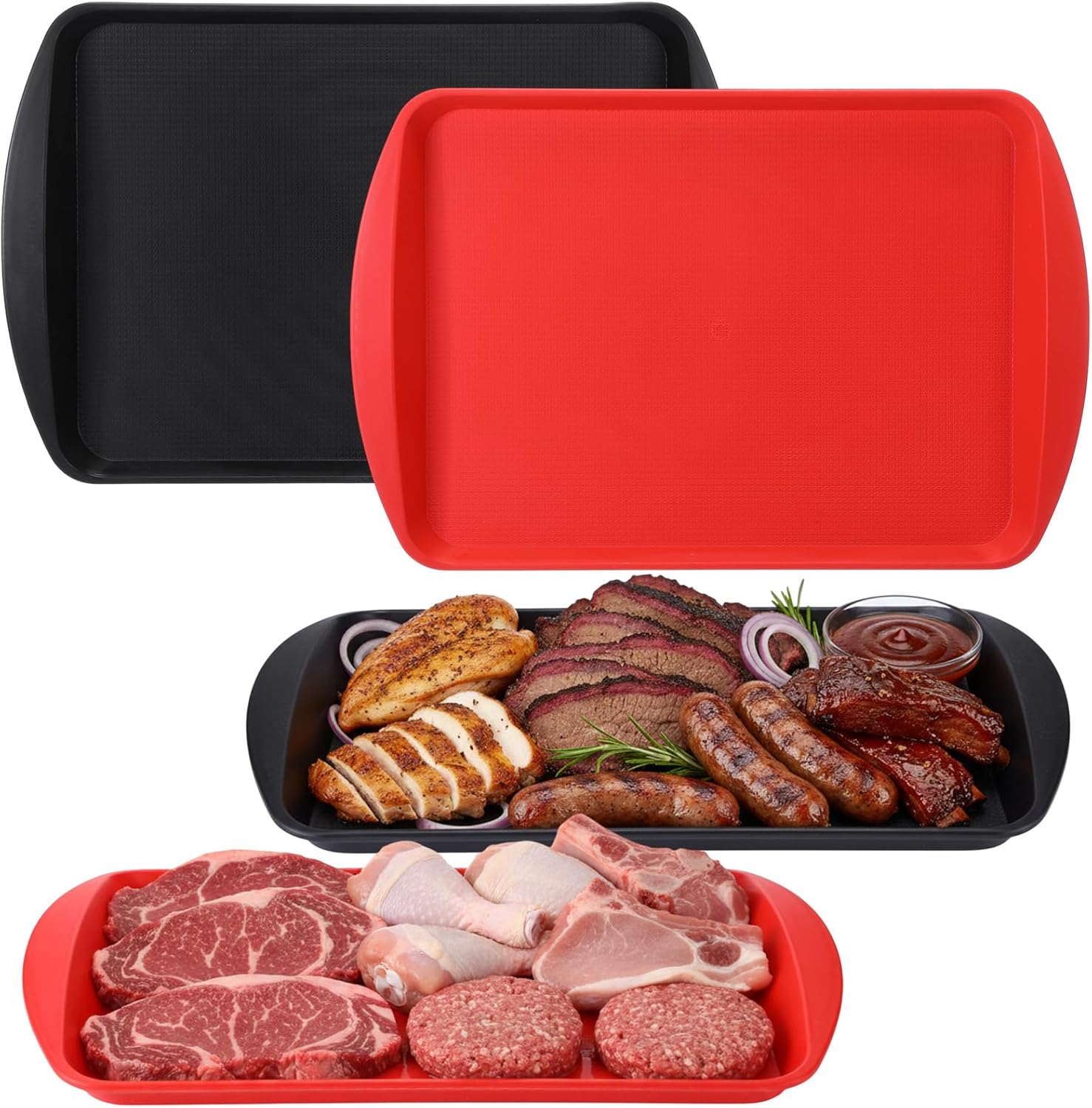 Amazon.com: DoubleFill Set of 4 Grilling Prep and Serve Trays, 14x10 ...