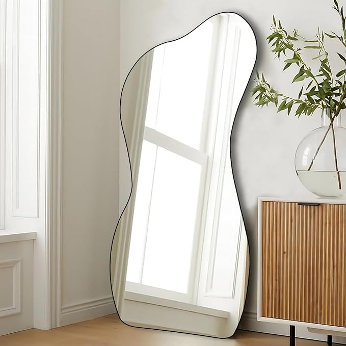 Amazon.com: POZINO Large Irregular Unique Shaped Mirror, Big Asymmetrical Wall Mirror, Black ...
